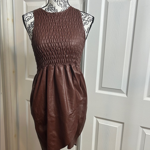 Geren Ford | Dresses | Geren Ford Chocolate Brown Mini Dress 0 Leather ...